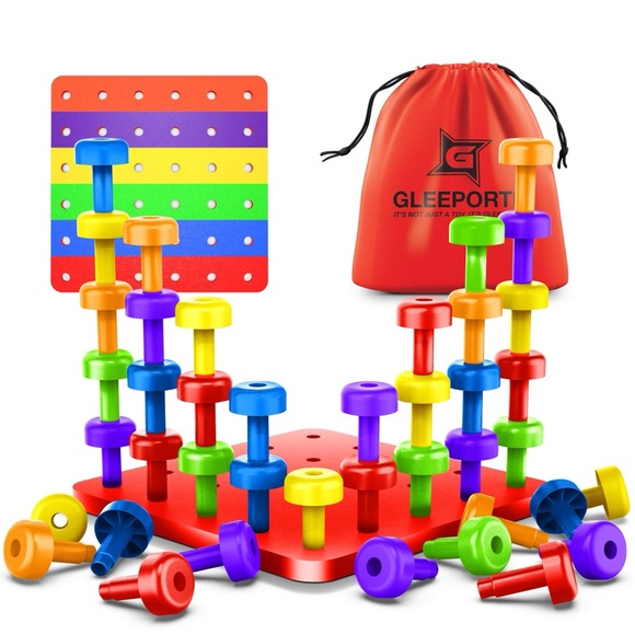 Toys | Colorful Stacking Peg Board Set | Poshmark